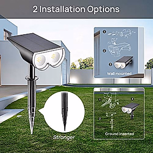 Linkind StarRay Solar Outdoor Lights, IP67 Waterproof Solar Landscape Spotlights, 16 LEDs Solar Lights for Yard Garden Driveway Porch Walkway, Auto On/Off 3000K 2-in-1 Solar Wall Lights, 2 Pack