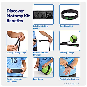 MOTOMY Volleyball Training Equipment Aid 'Volleypal' – Solo Volleyball Equipment for Practicing Serve, Spike, Set & Pass; Volleyball Practice Equipment Gift for Beginners & Experts (Volleypal Pro)