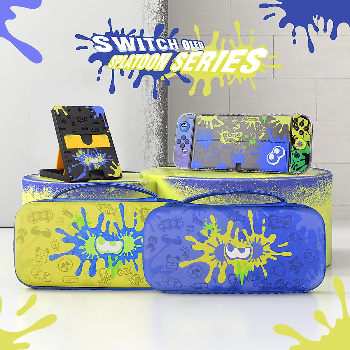 Switch Case Compatible with Nintendo Switch OLED,Switch Oled Case Cover with Screen Protector,Playstand,Thumb Grip Caps for Nintendo Switch Oled.(Nintendo Switch Oled)