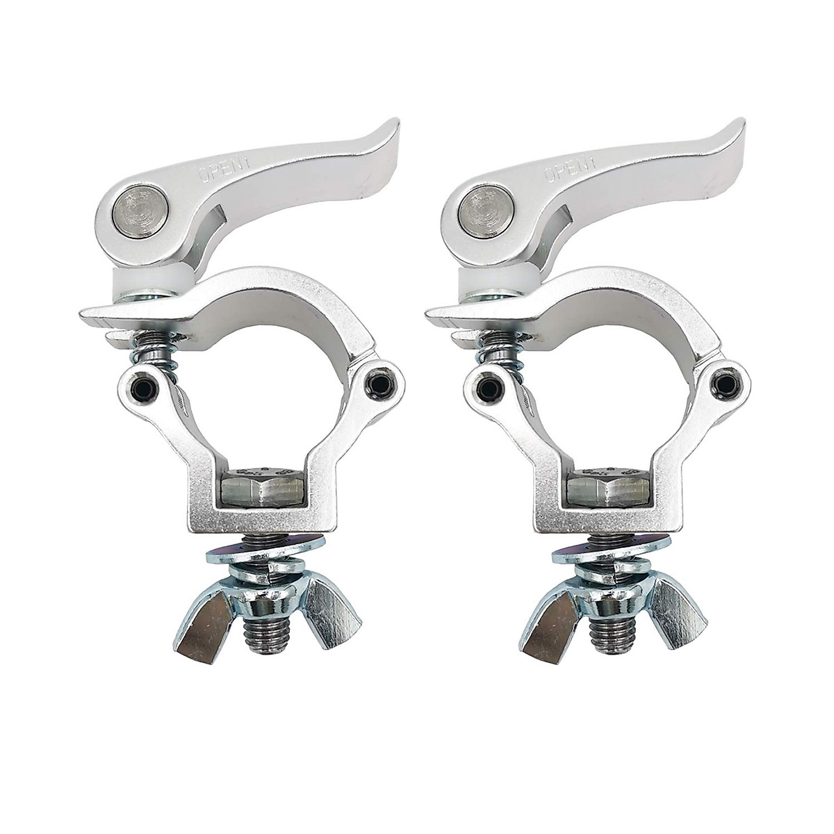 2 Pack Quick Release DJ Stage Lighting Truss Clamp OD Tubing Pipe 1-1/4-1-3/8 inches 32-35mm Heavy Duty 165 Lbs TUV Aluminum Alloy for Moving Head Light Par Light Spotlight