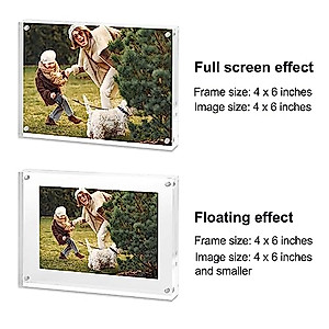 Fixwal Acrylic Picture Frame, 4x6, Set of 3, Magnetic Photo Frame with 10mm Clear Glass Frame, Wedding Table Numbers, Frameless Photo Frame