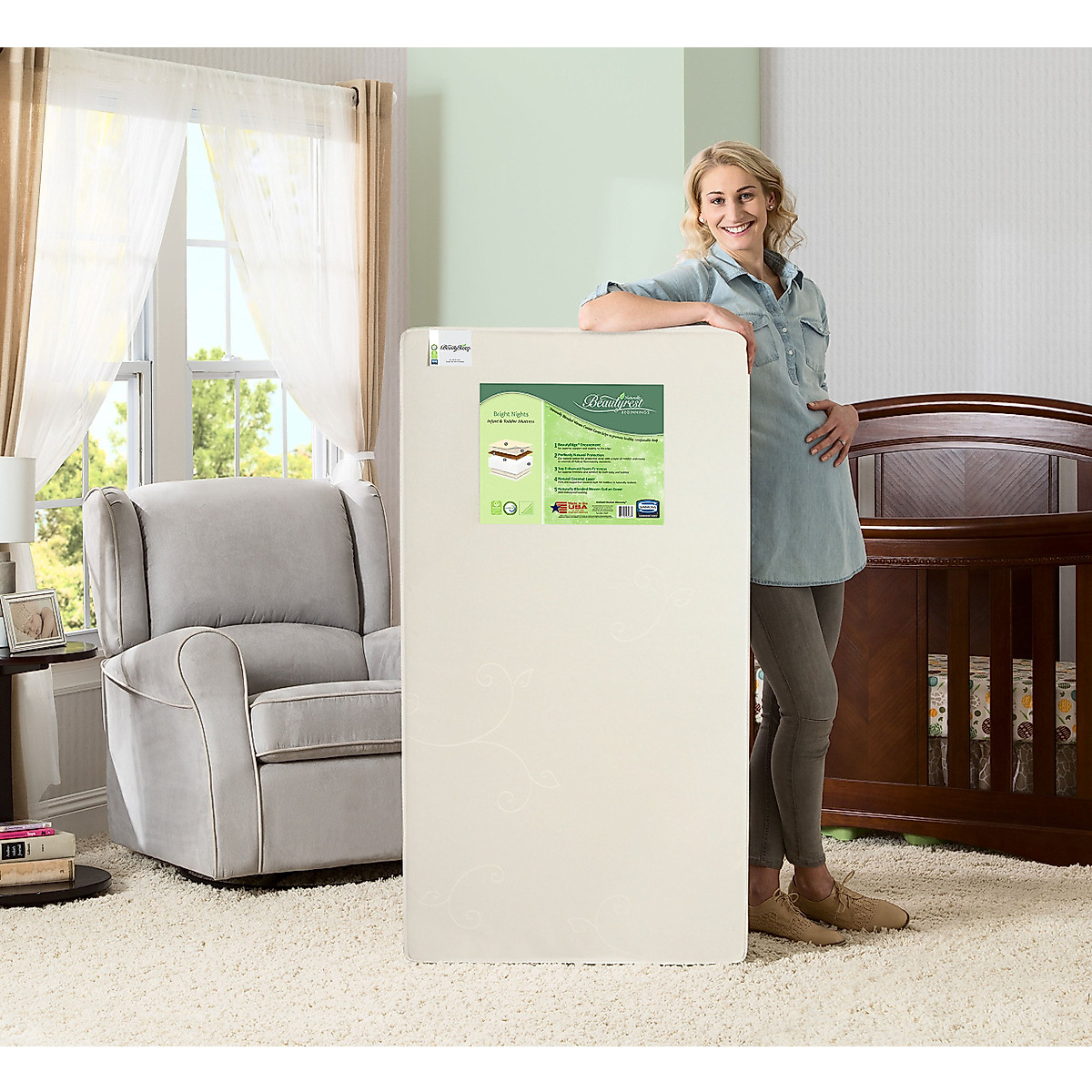 Beautyrest Beginnings Naturally Bright Nights Crib and Toddler Mattress