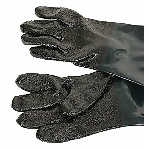 Jewboer 23.6" Rubber Sandblast Cabinet Gloves,Sandblasting Sand Blaster Gloves for Sandblaster Blast Abrasive Cabinet