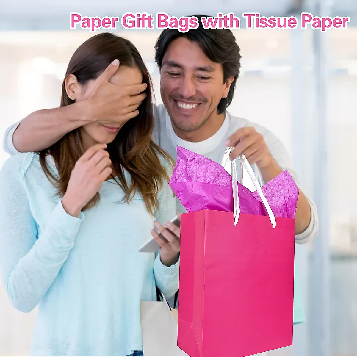 MUMULULU 6 Pack Gift Bags Assorted Sizes Colorful Paper Gift Wrap Bags with Handle and Tissue Paper for Birthday Party Baby Shower Wedding Holiday Presents (3 Small 6", 3 Medium 9")