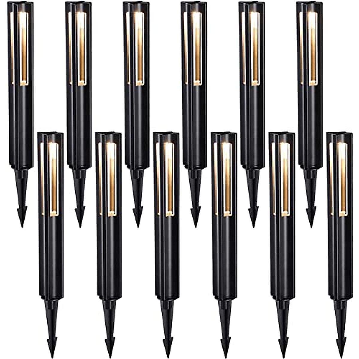 LEONLITE 12-Pack Low Voltage Landscape Lights, Unique Lighting Effects LED 172LM 3W 12-15V AC/DC, IP65, Aluminum Outdoor Driveway/Pathway Light, 3000K Warm White, Black Finish