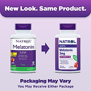 Natrol Fast Dissolve Melatonin 3 mg, Melatonin Supplements for Restful Sleep, Sleep Support for Adults, 150 Strawberry-Flavored Tablets, Up to a 150 Day Supply