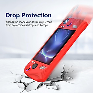 Silicone Case Protective Sleeve for ROG Ally, Soft Cover Protector for Rog Ally Game Console Drop-Proof Case with Full Protection (Red)