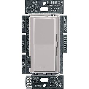 Lutron Diva LED+ Dimmer Switch for Dimmable LED, Halogen and Incandescent Bulbs, Single-Pole or 3-Way, DVCL-153P-GR, Gray & Claro On/Off Switch, 15-Amp, Single-Pole, CA-1PS-GR, Gray