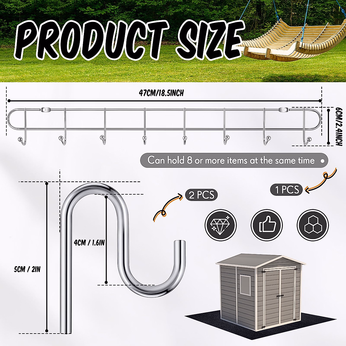 MorningRo 3 Pcs Shed Tool Organizer Garage Wall Organizer Storage Tool Hangers for Garage Wall Heavy Duty Individual Utility Hooks for Shed Garden Broom Rake Hanging Rack Holder