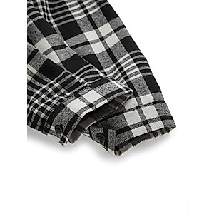 SweatyRocks Women's Long Sleeve Plaid Hoodie Jacket Button Down Blouse Tops Black White Medium