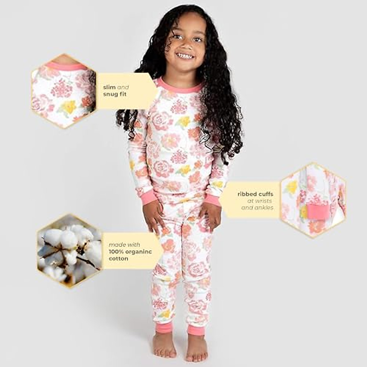 Burt's Bees Baby baby girls Pajamas, Tee and Pant 2-piece Pj Set, 100% Organic Cotton Pajama Set, Pink Rosy Spring, 3T US