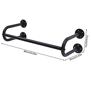 Gdrasuya10 Wall Mounted Garment Rack, 23.62 Inches Industrial Pipe Clothing Rack Vintage Retail Garment Rack Metal Display Rack Closet Storage Clothes Organizer