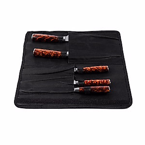 Knife Roll, Chef's Knife Roll Bag, Portable Travel Knife Case for 5 Knives, Kitchen Knife Holder Carrier, Heavy Duty Oxford Knife Organizer Bag(Knives not Included）