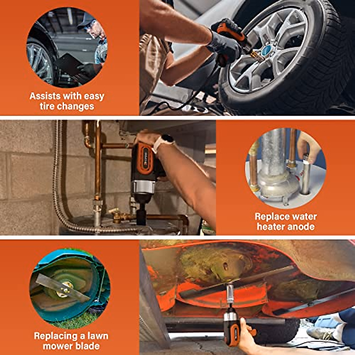 CONPEX Electric Impact Wrench with Detent Ball Anvil, Impact Wrench 1/2 inch 320ft-lbs Max Torque 12V Corded Impact Gun 2 Impact Sockets Brushless Power Impact Gun Pistola De Impacto