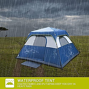 6 Person Tent, Tents for Camping,6 Person 60 Seconds Set Up Camping Tent, Waterproof Pop Up Tent with Top Rainfly, Instant Cabin Tent, Advanced Venting Design, Provide Gate Mat