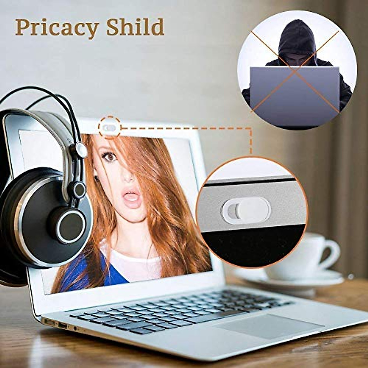 Webcam Cover Slider, Laptop Camera Cover 0.027in Ultra-Thin Fits Echo Spot Smartphones Tablets Macbooks Computers Desktops with Strong Adhensive, Protecting Privacy and Securtiy (6 Pack)