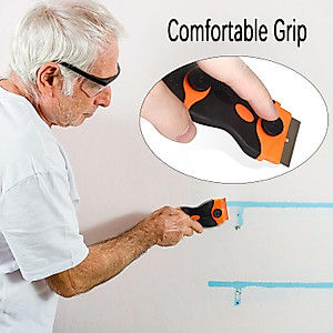 Razor Blade Scraper with 4 Metal and 4 Plastic Razor for Windows Decals Labels