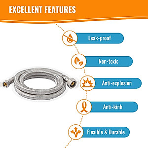 (10 Pack) SUNGATOR 24 Inch Faucet Supply Lines, 3/8" Female Comp Thread x 1/2" FIP Thread Sink Hose, 24" Stainless Steel Braided Faucet Supply Line for Bathroom, with 2 Wrenches and 1 Sealing Tape