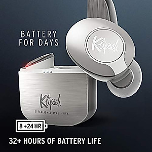 Klipsch T5 II True Wireless Bluetooth 5.0 Earphones in Silver with Transparency Mode, Beamforming Mics, Best Fitting Ear Tips, and 32 Hours of Battery Life in a Slim Charging Case