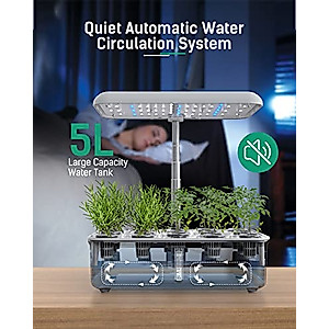 WiFi 14 Pods Hydroponics Growing System, Smart Hydro Indoor Herb Garden with LED Grow Light Up to 20.6", Automatic Timer, Plants Germination Kit with Pump System for Home Kitchen Gardening(White)