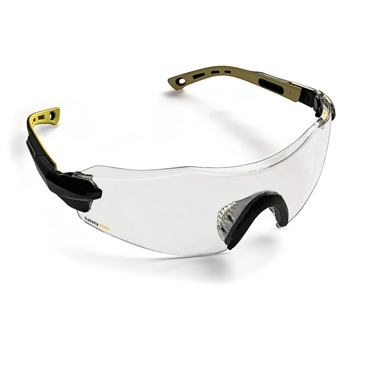 SafetyPlus Anti-Fog Safety Glasses (Clear Lens) SPG801CL-AF, ANSI Z87.1, Scratch Resistant, Wrap Around Lens, Adjustable Temple & Hinges, UV Protection, Case & Strap Included