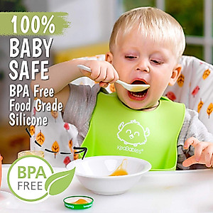 Silicone Baby Food Freezer Tray with Clip-on Lid and Baby Silicone Bibs Bundle - Breast Milk Trays for Freezer (Alpine Green) - Waterproof, Easy Wipe Silicone Bib for Babies, Toddlers (Cloud Nine)