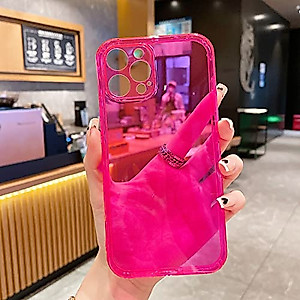 OWLSTAR Compatible with iPhone 13 Pro Max Case, Cute Neon Clear Soft Phone Case for Women and Girls, Flexible Slim TPU Shockproof Transparent Bumper Protective Cover (Hot Pink)