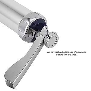 9.8x5.9in Cookie Press Maker Aluminium Alloy Cookies Biscuits Press Maker Mold Kit with 7 Piping Nozzle,13Cookies Mold,Cream Laminator Pastry Piping DIY Laminating Gun for Making Cake Decorating