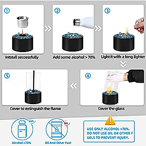 Eufrozy Small Table Top Fire Pit Bowl Indoor, Mini Portable Tabletop Rubbing Alcohol Fireplace Clean-Burning Bio Ethanol with Wind Guard Blue Rocks for Marshmallow S'Mores Apartment Personal Ambiance
