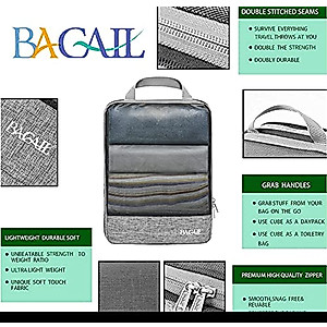 BAGAIL 6 Set Compression Packing Cubes Travel Expandable Packing Organizers(Gray, 6 Set)