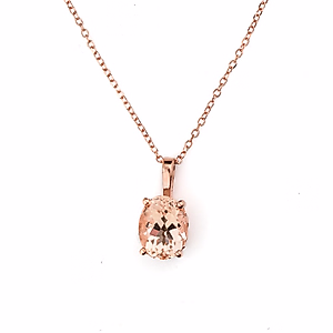 14k Rose Gold Morganite Pendant Necklace, 18" (8x6mm Oval Moragnite)