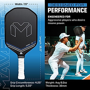 Maverix Havik -16 Professional Carbon Fiber Pickleball Paddle | Ultimate Power, Spin, and Control | Raw Carbon Fiber Design with Cover |