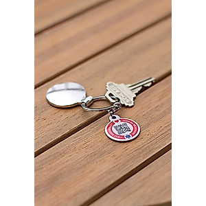 Dynotag® Web Enabled Smart Medical ID/Emergency Information Round Steel Tag - 30 mm. Includes Lobster Clasp, with DynoIQ™ & Lifetime Service.