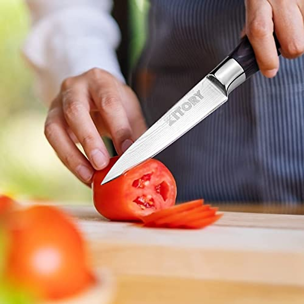 Kitory Paring Knife Fruit Knife Small Kitchen Knife 3.5 Inch 7Cr17MoV German High Carbon Stainless Steel for Fruit and Vegetable Carving Dicing Cutting Chopping Fruits Vegetables 2023 Gift