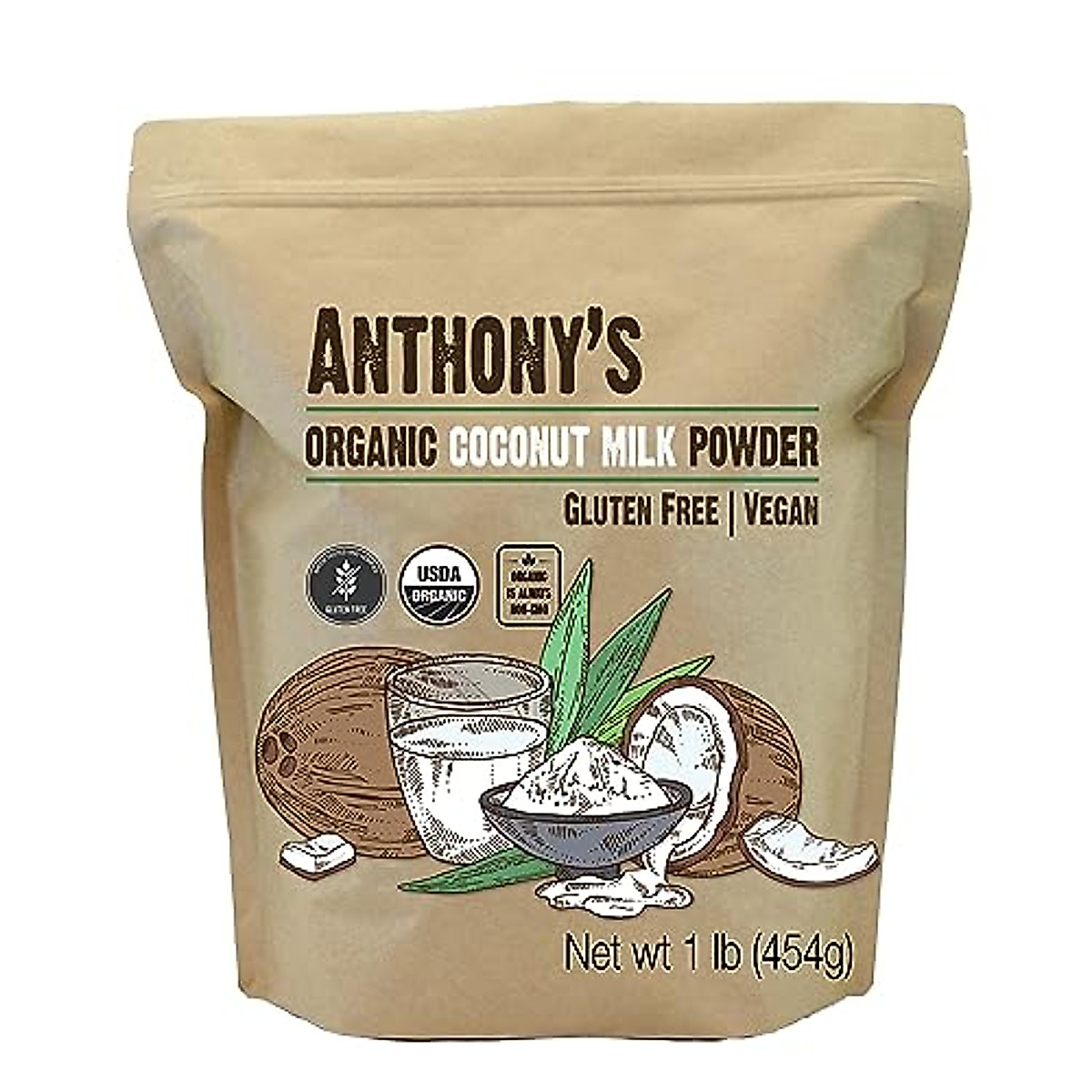 Anthony's Organic Coconut Milk Powder, 1 lb, Gluten Free, Vegan & Dairy Free, Creamer Alternative, Keto Friendly