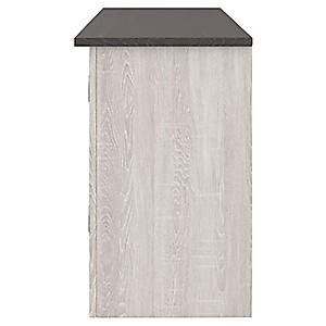 Signature Design by Ashley Dorrinson Farmhouse TV Stand with Fireplace Option, Fits TVs up to 58", Whitewash