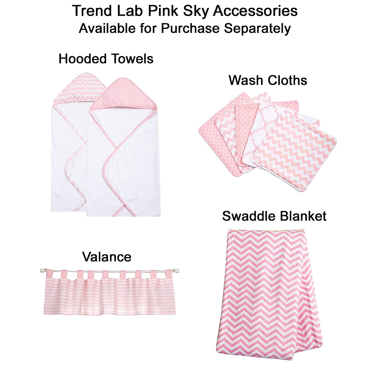 Trend Lab Pinky Sky 3 Piece Crib Bedding Set, Can Be Used As A Blanket Or A Playmat for Tummy Time, Includes Quilt, Fitted Crib Sheet and Skirt