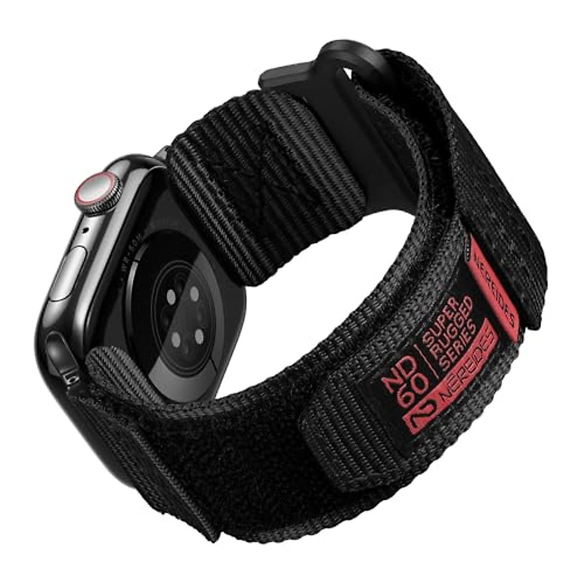 Nereides Compatible with Apple Watch Band Series 8/7/6/5/4/3/2/1/SE, Nylon Sports Strap with Woven Design for 42mm/44mm/45mm 38mm/40mm/41mm (38mm/40mm/41mm, Black)