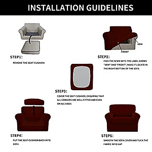 Easy-Going 2 Pieces Microfiber Stretch Chair Slipcover – Spandex Soft Fitted Sofa Couch Cover Washable Furniture Protector with Elastic Bottom Kids Pet Wine