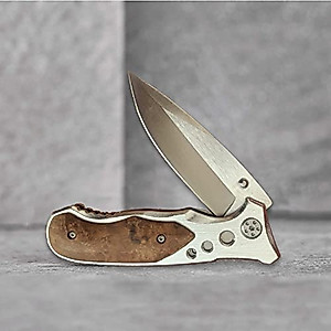 Small Pocket Knife,Pocket Knife for Men,7.9 Inch ,Wooden Handle with Knife Clip, a Gift for Husband,Son,Dad,Brother original steel color