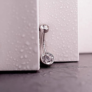 ZGWAUYYDS Belly Button Rings Surgical Stainless Steel for Women Pearl Belly Button Piercing Jewelry Barbell Stud Body Piercing (style 2)