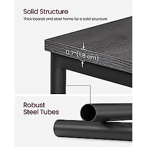 VASAGLE Side Table, Small End Table, Tall Nightstand for Living Room, Bedroom, Office, Bathroom, Misty Gray and Classic Black ULET273B68