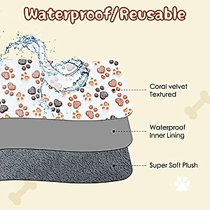 YUEPET Waterproof Dog Blankets, 2 Pack Washable Dog Blankets for Bed Couch Sofa Protector Fleece Flannel Puppy Blanket Soft Plush Reversible Throw Blanket for Small Dog Puppy Cat 30"×20"(White+Coffee)