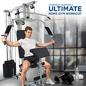 BalanceFrom Multifunctional Home Gym System Workout Station with Leg Extension and Preacher Curl, 122.5LB Weight Stack, Model 980