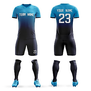 Custom Soccer Jerseys Shorts Personalized Printed Name Number Logo,V-Neck Short Sleeve Uniform for Men/Women/Boy