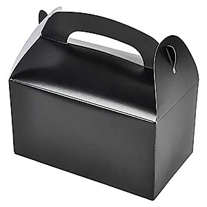 The Dreidel Company Gable Treat Boxes, Goodies Favor Box for Kids Birthday, Candy Boxes Party Favors, Weddings Events, Baby Shower, 6.25" x 3.5" x 3.5" Inch Box (25-Pack) (Black)