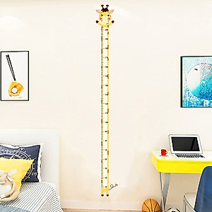 SUPERDANT 2 Sheets/Set Cartoon Height Growth Chart Wall Sticker Yellow Cute Cartoon Giraffe Self-Adhesive Height Wall Decal for Play Room Nursery Bedroom Living Room Decor