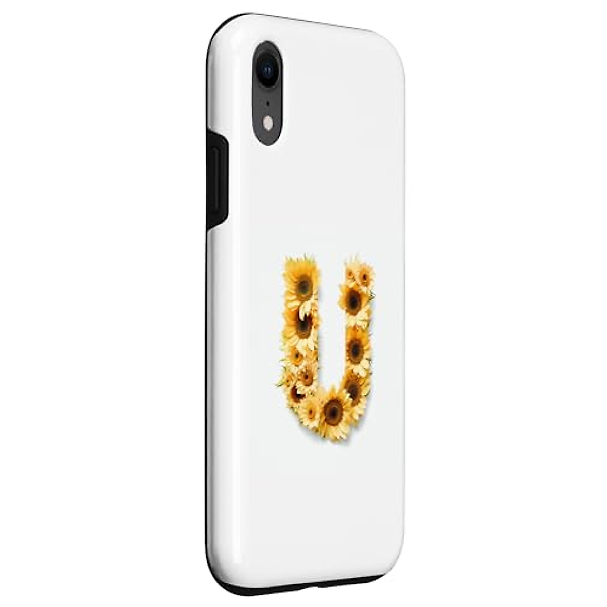 iPhone XR Letter U Initial Monogram Sunflower Minimalist Women Yellow Case