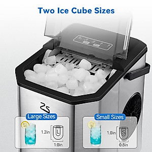 Zstar Ice Maker Countertop with Bullet Ice, 10,000pcs/26Lbs/Day, Portable Ice Machine w/Ice Scoop, 45lb Quiet Design and Self-Cleaning Function for Kitchen Office Bar Home Restaurants Stainless Steel