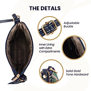 Signare Tapestry Small Crossbody Bag Sling Bag for Women with Flower and Bird William Morris Strawberry Thief Blue Design (SLING -STBL)